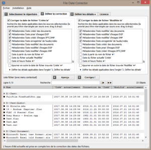 Récupérer la date de création et de modification avec File Date Corrector