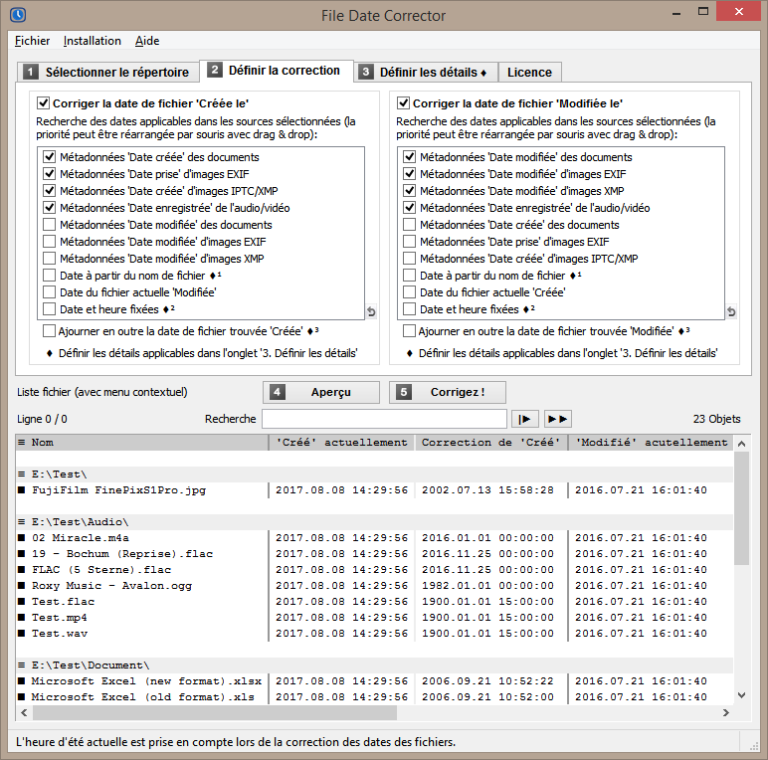 Récupérer la date de création et de modification avec File Date Corrector